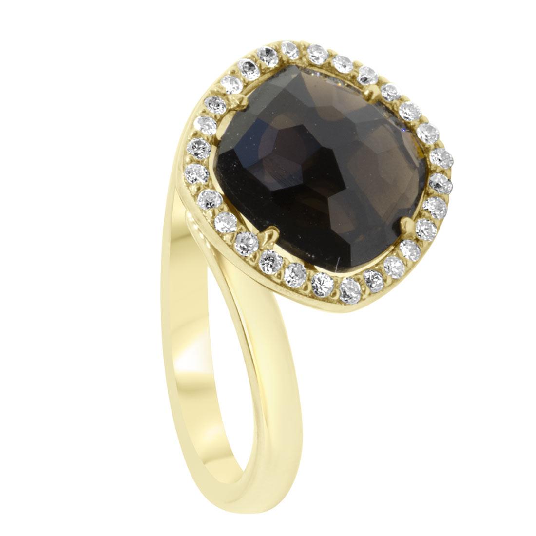 Anello in oro giallo con quarzo e diamanti mis 13 - ORO&CO - Luxury Zone