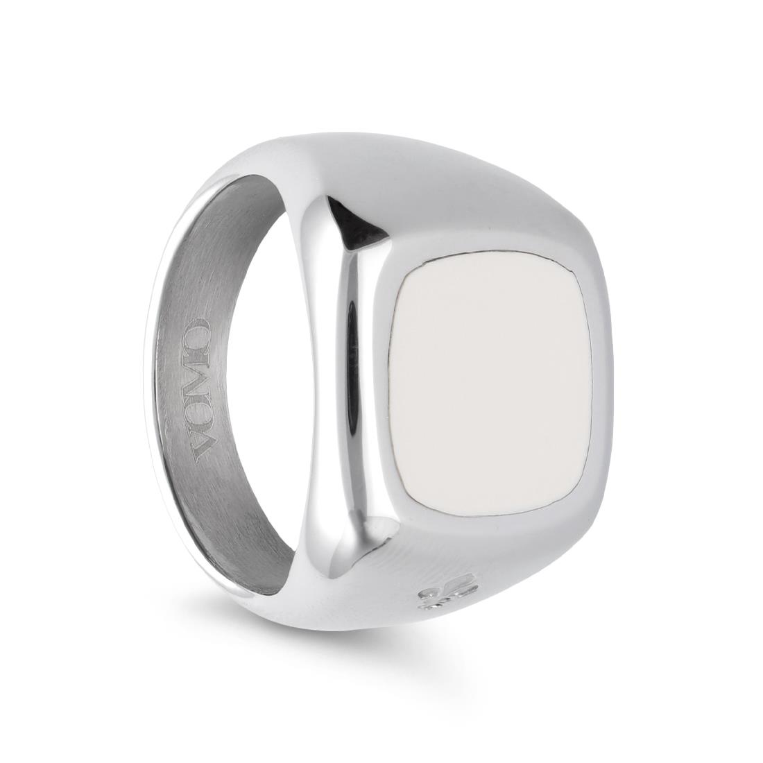 Men's ring in steel with white enamel - ORO&CO 925 - Luxury Zone