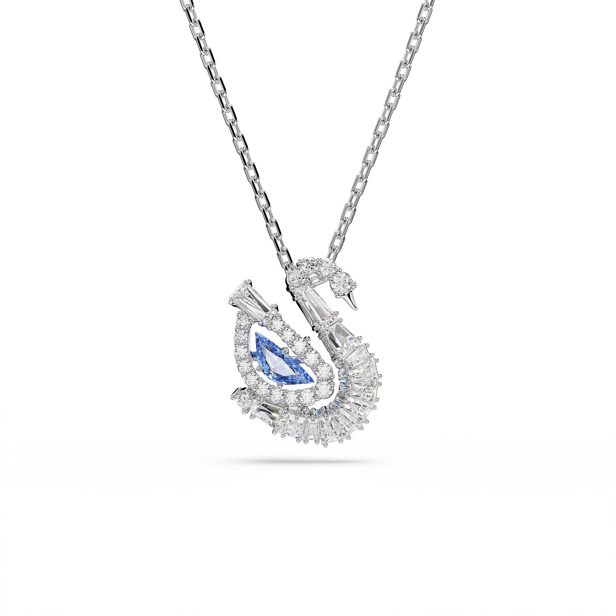 Swan necklace with swan motif and white and blue crystals - SWAROVSKI ...
