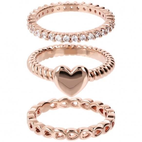 Set of 3 heart rings - BRONZALLURE - Luxury Zone